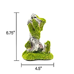 NW Wholesaler 6.75 Inch Fish Tank Mossy Rock Fish Tank Decoration - Fish Hideaway for Saltwater and Freshwater Aquarium Decor
