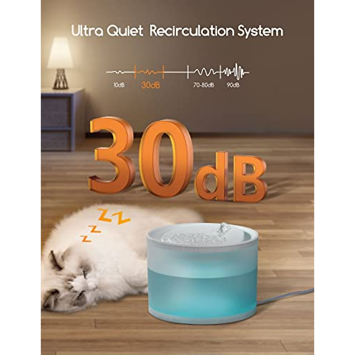 Meowant Cat Water Fountain with Wireless Pump, 74OZ/2.2L BPA-Free Cetified Cat Fountain, Ultra Quiet Pet Water Fountain for Cats and Dogs with Filter