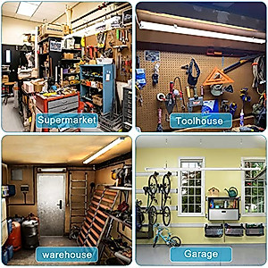 Compact 8FT LED Shop Light, Diamond PMMA Cover Wrap-Arround Lights Fixture with 5FT Switch Power Cord, 100W[Eqv. to 400W HPS/WH] Surface/Suspend Mount, Energy-Saving up to 3650W/5Y(5hrs/Day) 4Pack