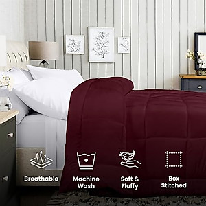 Utopia Bedding All Season Down Alternative Quilted Queen Comforter, Duvet Insert with Corner Tabs, Machine Washable, Bed Comforter (Burgundy/Red)