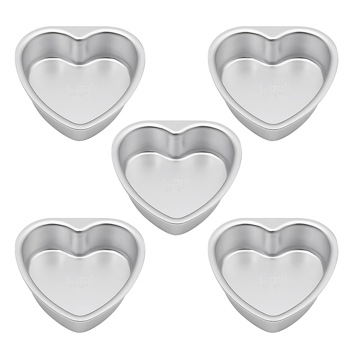 EATAKWARD 5pcs Heart Shaped Cake Pan, 4'' Non-Stick DIY Cake Pans for Baking, Aluminium Cake Mold, Multifunctional Heart Cake Tins for Kitchen Birthday Valentine Day Wedding Mini Heart Cake Pan