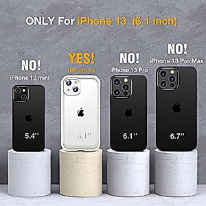 Miracase Glass iPhone 13 Case 6.1 inch, 2023 Upgrade Full-Body Clear Bumper Case with Built-in 9H Tempered Glass Screen Protector for iPhone 13,Rice White