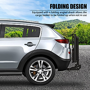 KAIRAY 500 Lbs Heavy Duty Hitch Mount Cargo Carrier 60"x24"x14.4" Folding Rear Luggage Rack Basket Fits 2" Receiver for Car SUV Camping Traveling with Stablizer Waterproof Bag Net Ratchet Straps Lock