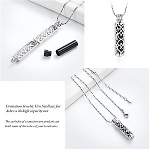 Imrsanl Stainless Steel Cremation Jewelry Ashes Cylinder Vial Urn Necklace for Ashes Charm Memorial Keepsake Cremation Pendant Jewelry (Black)
