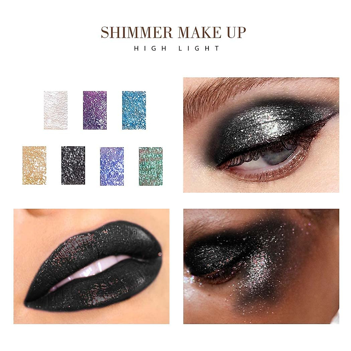 Kilshye Glitter Liquid Eyeshadow Shimmer Eye Shadow Metallic Eyeshadows High Pigment Eyes Shadow Long Lasting Waterproof Eyes Liquid Makeup for Women and Girls Pack of 1 (G- Black 12)