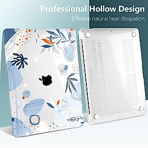 Yebiseven Case for MacBook Air 13 inch 2021 2020 2019 2018 Model A2337 M1/A2179/A1932, Laptop Hard Shell Case with Keyboard Cover & Screen Film & OTG Adapters & 2 Webcam Covers, Geometric Floral