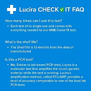 Lucira CHECK-IT COVID-19 Test Kit, 1 Pack, 1 Test Total, The Only FDA Authorized Molecular Test, Results at Home in 30 Minutes or less, 98% Accurate