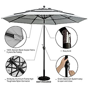 FrenzyBird Patio Umbrella 10ft Outdoor Table Market Umbrella 3 Tiers Patio Table Umbrella UV Protection Umbrella for Patio, Yard, Garden, Pool Side(Light Gray)