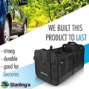 Starling's Car Trunk Organizer - Durable Storage SUV Cargo Organizer Adjustable (Black, 2 Compartments)