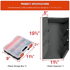 Hanging Tote Kit for Van Shelving Storage,3 Plastic Storage Box with accompanied bya Convenient Set of Hanging Organizer Holders Specialized Storage for Small Parts, Screws, and Hardware