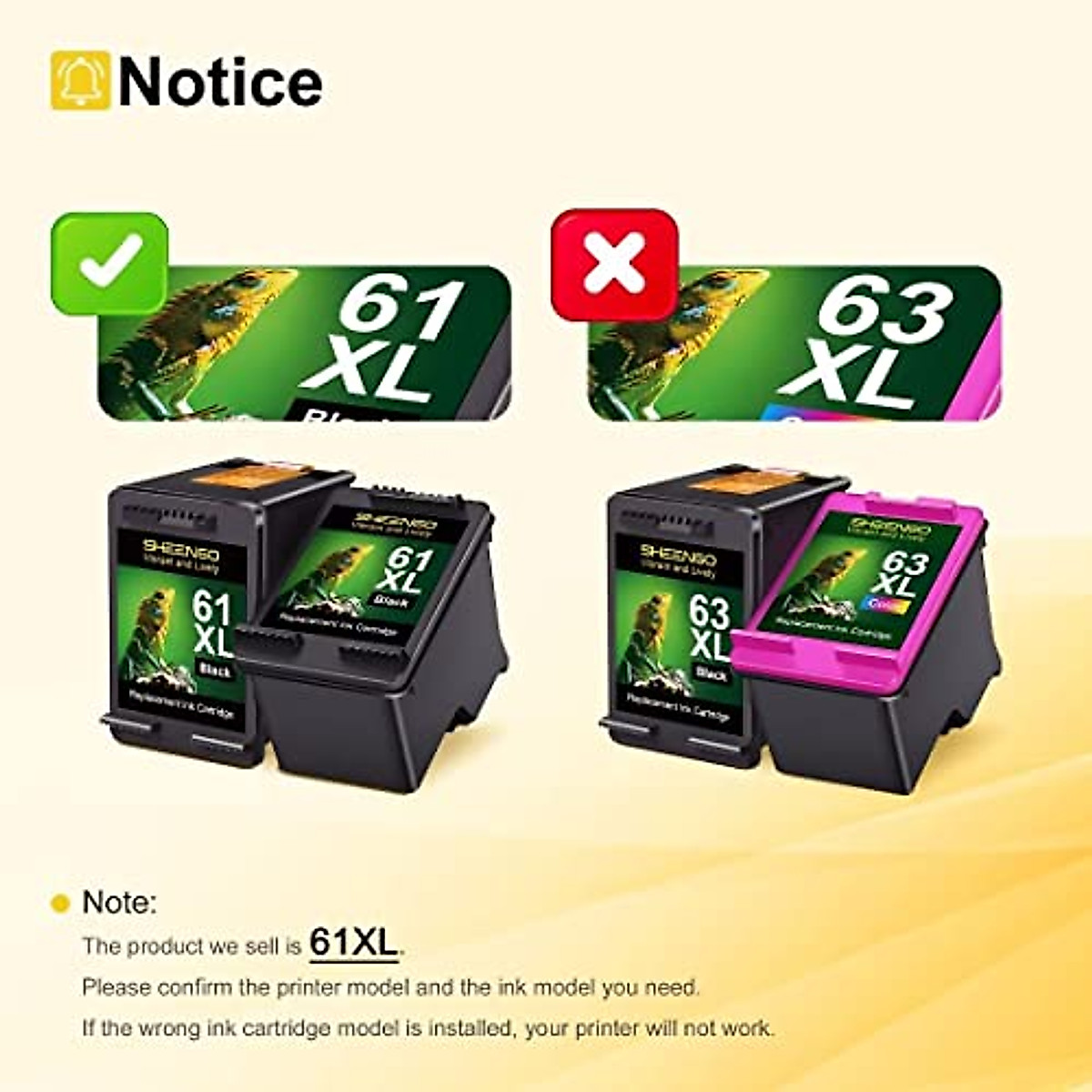 61XL Black Ink Cartridges High Yield Replacement for HP 61XL Ink Work with Envy 4500 5530, Deskjet 2540 1056 1510 1000 1010, Officejet 4630 2620 4635 Series Printer (2 Black)