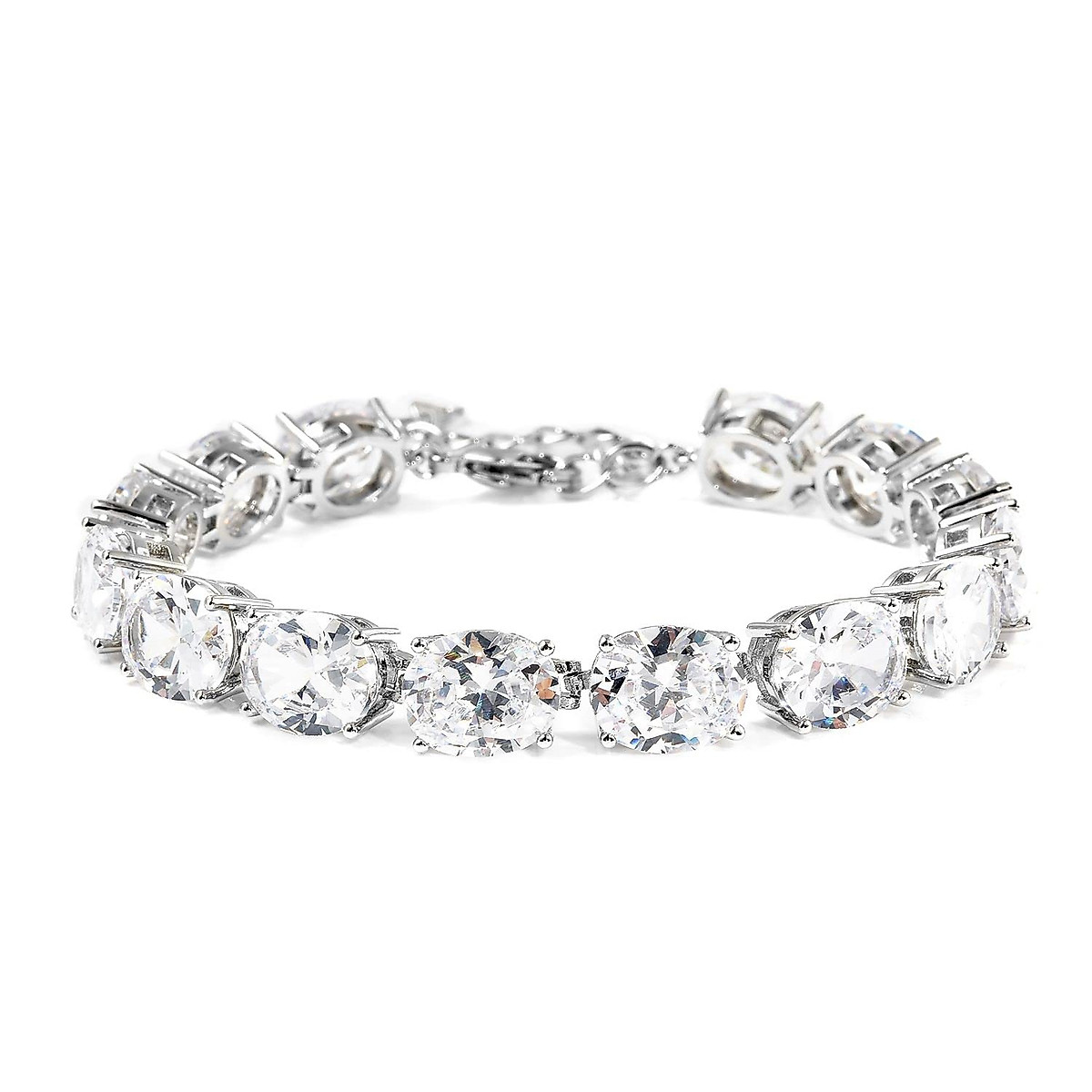 SHOP LC DELIVERING JOY Cubic Zirconia Tennis Bracelet White Diamond Simulated Bracelets for Women 8" Ct 27.22 Birthday Gifts for Women