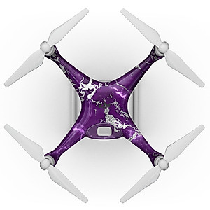 Design Skinz Design Skinz Purple Marble & Digital Silver Foil V2 Full-Body Wrap Decal Skin-Kit Compatible with The Drone DJI Phantom 4