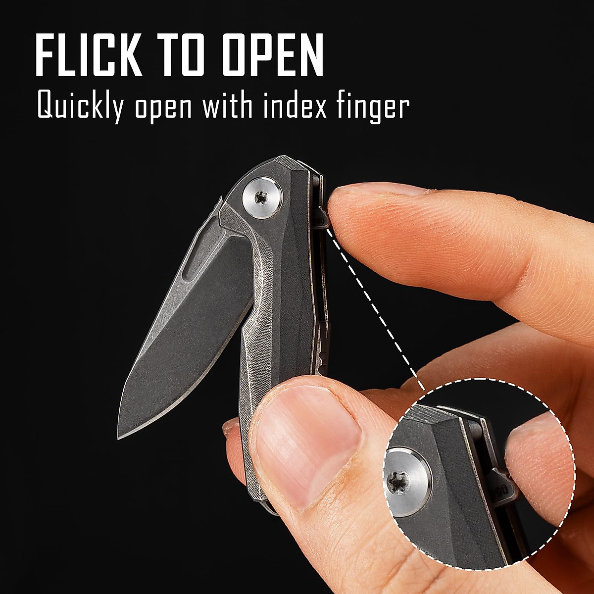 KeyUnity KK04 Titanium Mini Folding Knife Flipper Pocket Knife 1.34" Blade, Small EDC Utility Knife for Everyday Carry