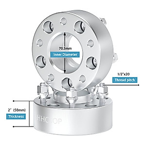HHCSOP 5x4.5 Wheel Spacers 2 inch, Compatible with Ford Mustang Ranger Edge Explorer Crown Victoria | Lincoln Aviator Town Car Mark 7, 2PCS 5x114.3 Wheel Adapters Hub Bore 70.5mm with 1/2" x20 Studs