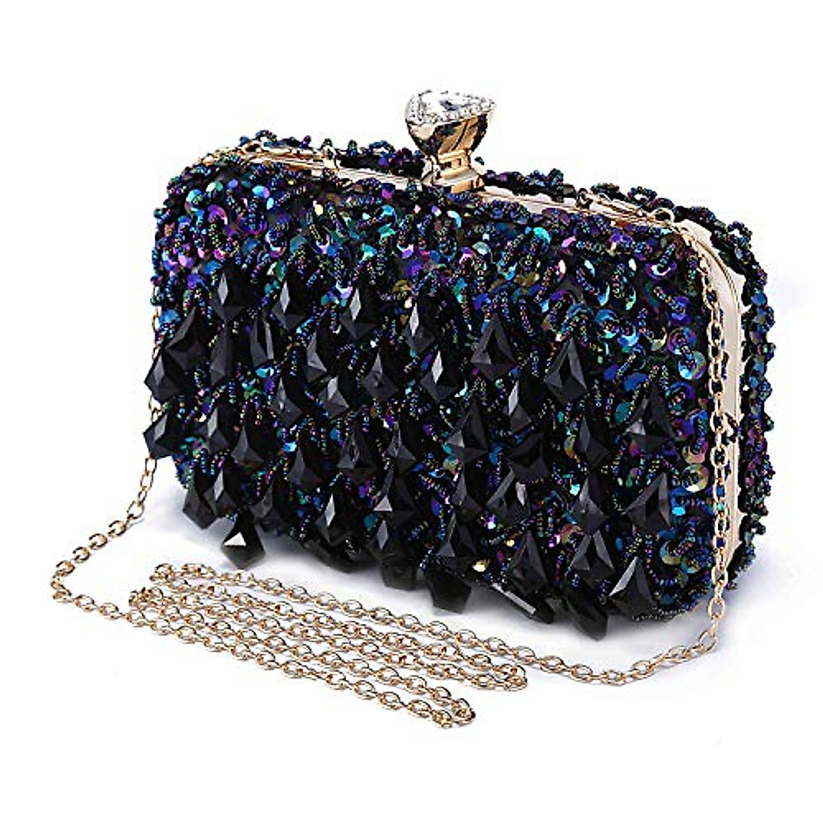 UBORSE Women Clutch Wedding Purse Rhinestone Crystal Beaded Bags Cocktail Party Bridal Prom Handbag for Women (Blue)