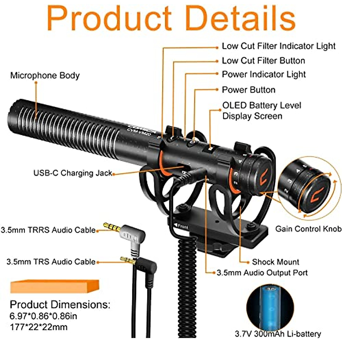 comica Shotgun Microphone, CVM-VM20 Professional Super Cardioid Video Microphone with Shock Mount, Camera Microphone Kit for Smartphone/DSLR Camera/Camcorder, Perfect for Interview/Video Recording