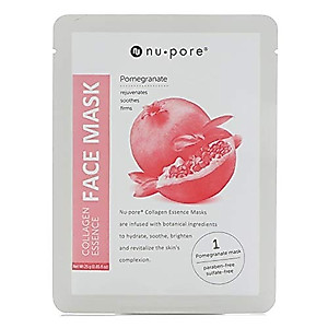 Nu-Pore Collagen Essence Face Mask Set, Pomegranate & Rosemary, 2 Single-Use Masks, 0.85 fl oz (25 g) Each