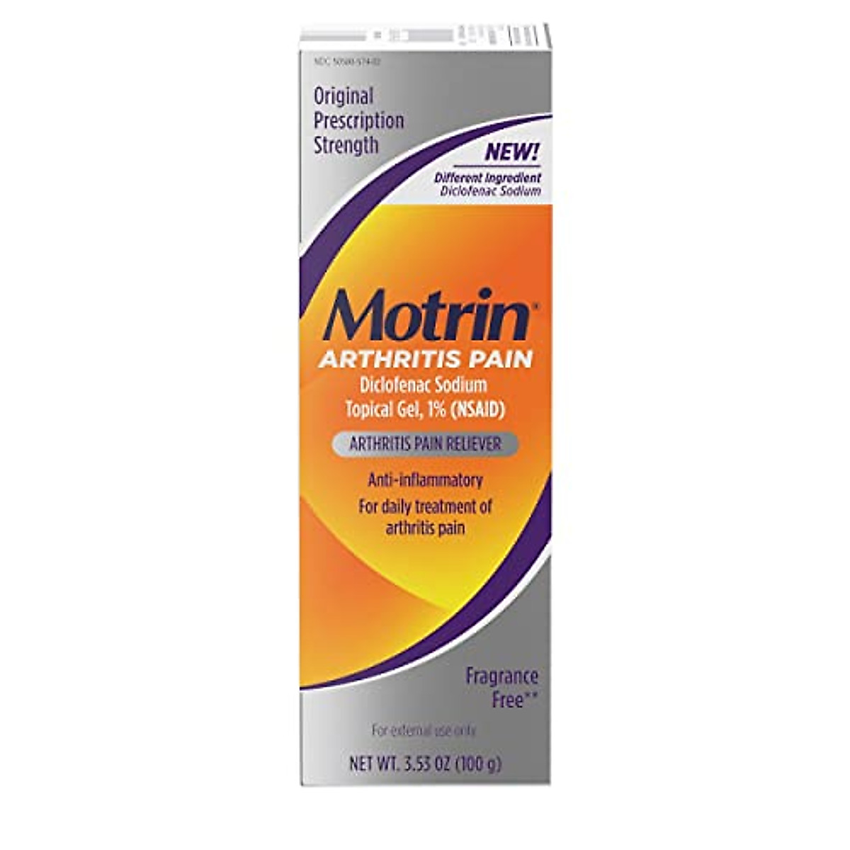 Motrin Arthritis Pain Relief Diclofenac Sodium Topical Gel 1%, Anti-Inflammatory Cream for Arthritis Pain in Hands, Wrists, Elbows, Knees, Feet & Ankles, NSAID Pain Relief Gel, 3.53 Oz