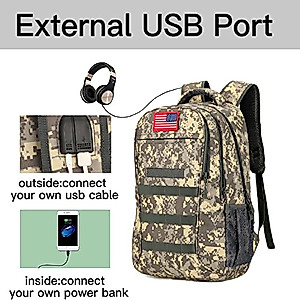 HYSANOG Tactical Boys Backpack for School,Military Teen Boys Backpack with USB Charging Pot,Camo Backpack Men 40L