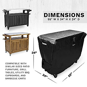 Cover for Keter Unity XL, Portable Prep Tables and Flat Top Grills. Must Have BBQ, Grilling and Outdoor Cooking Accessory. Breathable, Waterproof, UV and Weather Resistant - 55" x 24" x 33.5"