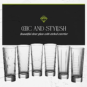 Fifth Avenue Crystal Medallion Shot Glasses Set of 6, 2.2 oz, Durable Shot Glasses Bulk, Etched Patterns, Textured Glass Cups, Small Whiskey Shot Glasses for Vodka, Tequila, Liquor, and Espresso