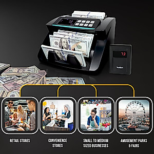 Kolibri Money Counter Machine - 1,500 bills per min, advanced counterfeit detection, set up in minutes, Add and Batch Modes, Cash Counter with LCD Display,3-year warranty - 24/7 US customer support