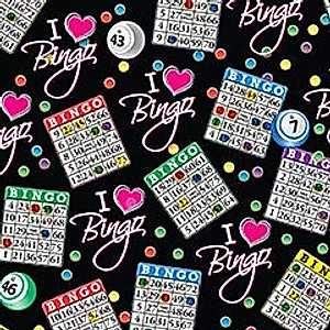 ABS Novelties I Love Bingo Pattern 10 Pocket Tote (Black)