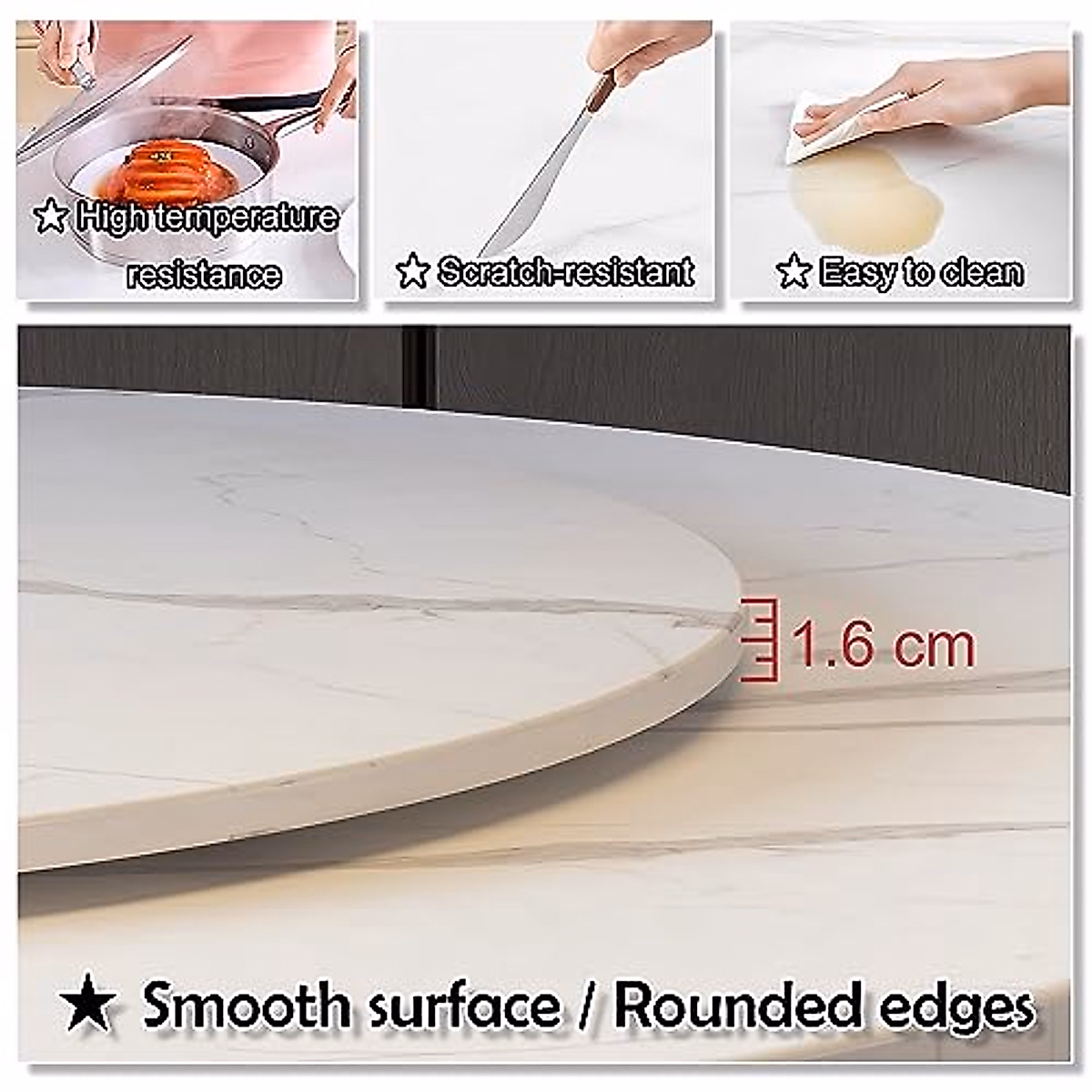 Rotating Round Lazy Susan For Dining Table Ø 20 24 28 32 36 39 Inch, 360 Degree Rotating Wooden Turntable With Silent Bearings, Easy To Share Food Tabletop Serving Tray