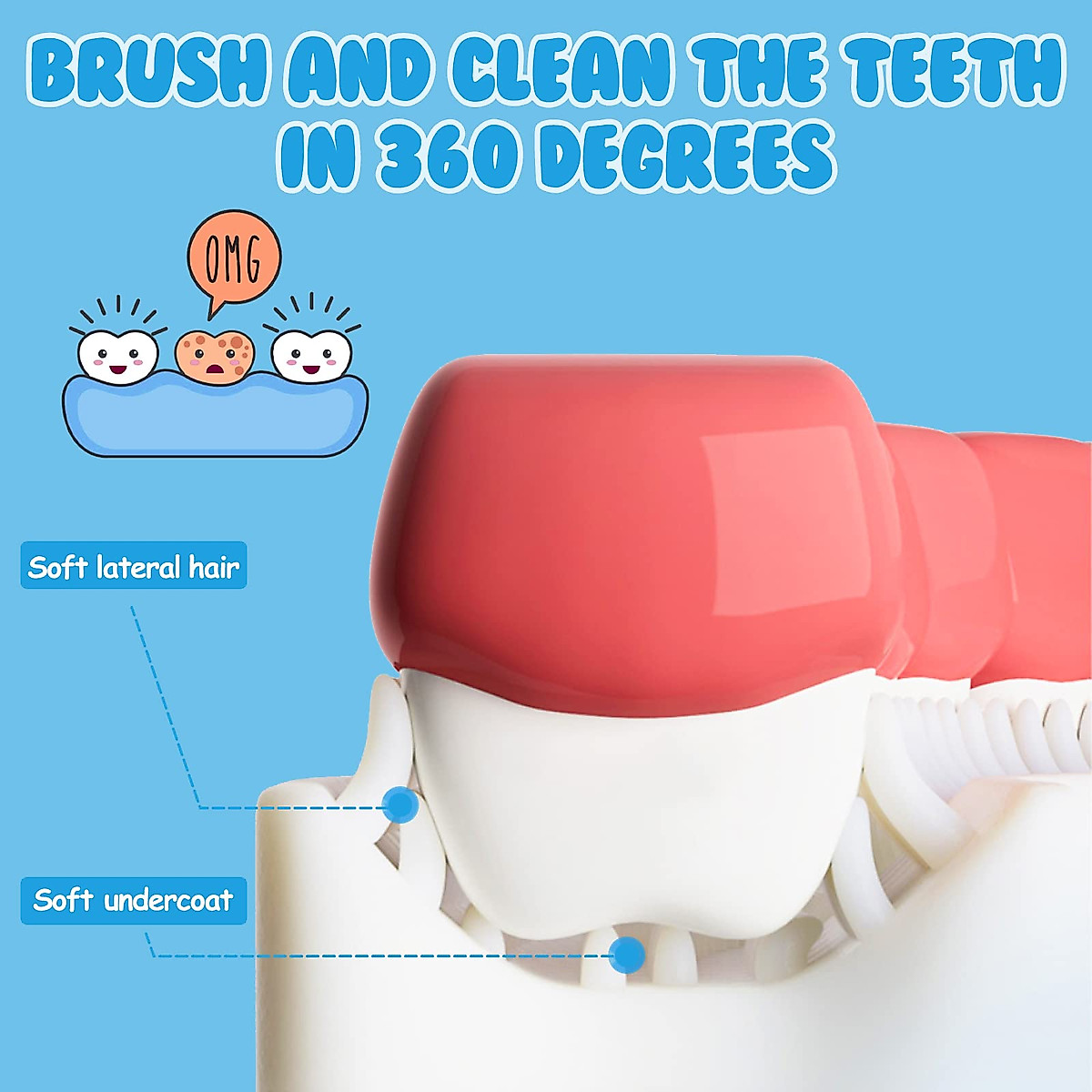 CHENGU 10 Pieces Kids Toothbrushes Manual U Shaped Toothbrush Soft Silicone Kids U Toothbrush Cleaning Style Toothbrush Whole Mouth Tooth Brush for Toddlers and Children (Blue,Fresh Style)