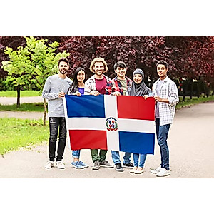 DANF Dominican Flag 3x5 Foot Polyester Bandera De Republica Dominicana National Flags Polyester with Brass Grommets 3 X 5 Ft