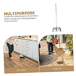 Zerodeko 3pcs Stainless Steel Trash Shovel Standing Pan Wide Dustpan Dust Pans with Long Handle Garbage Sweeper Stand up Dustpans Industrial Dust Pan Garbage Shovel Floor Dustpan Silver