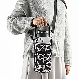 chunmo Half Gallon 64oz Glass Water Bottle with Straw and Storage Sleeve Motivational Water Bottle with Strap and Time to Drink 2L Leakproof Reusable Water Jug for Fitness Gym and Outdoors