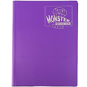 Monster Protectors 9 Pocket Trading Card Binder - Matte Purple Album, Anti-Theft & Anti-Drop TCG Protection w Side Loading Pockets, Double Sided, Holds 360 Cards, Sports, Gaming, Kpop, Christmas Gift
