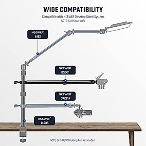 NEEWER Tabletop Overhead Camera Mount Arm, 11.8"-20"/30-51cm Telescopic Extension Arm for Desk Stand with Ball Head Mount 1/4" 3/8" 5/8" Screws for Webcam Camera LED Ring Light Microphone, DS001