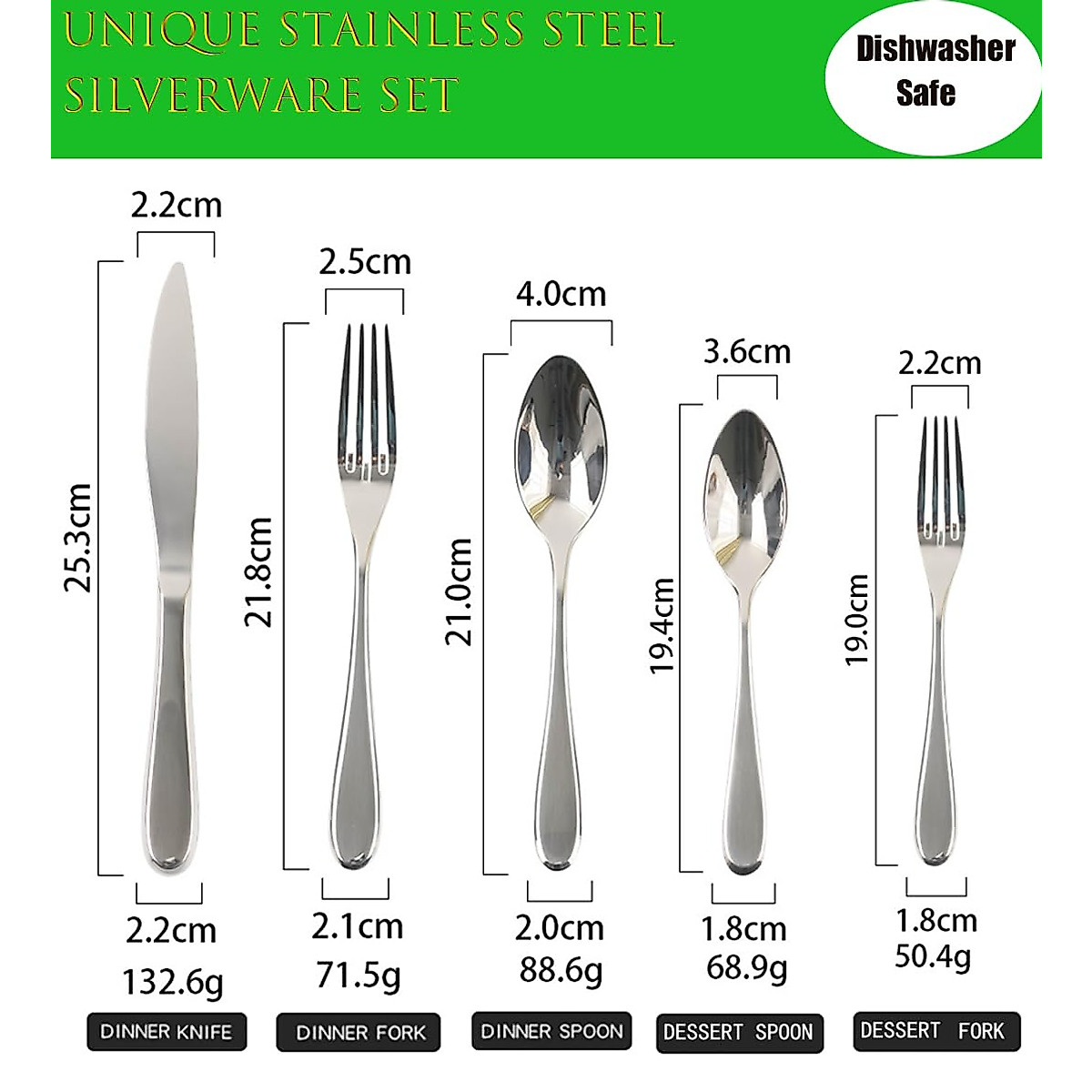 Thomaso 40 Piece Modern Cutlery Silverware Sets for 8,1810 Stainless Steel Flatware,Silver Forks and Spoons Silverware Set,Unique Thicken Handle Utensil Set,Dishwasher Safe