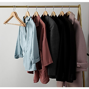 Wooden Hangers 10 Pack, Non-Slip Wood Hangers with 360° Swivel Hook & Notches, Solid & Slim Coat Hangers for Shirt, Suit, Jacket, Dress, Natural-HL01N