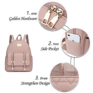 KKXIU Women Medium Backpack Purse Fashion Daypacks Synthetic Leather Shoulder Bag For Ladies (Medium, Pink)