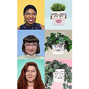 30 Watt Face Plant, Novelty Planter Holds Small Plants, Glasses & You Can Draw on It. Elegant Ceramic Pot for Succulents, Cacti or Your Average Fern, Perfect Gifting