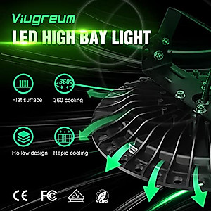 Viugreum UFO LED High Bay Light 300W, 30000LM Commercial Bay Lighting Daylight White (6000-6500K), IP65 Waterproof LED Warehouse Lighting for Garage Factory Workshop Ship from USA take 5-7 days to you