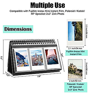 Instax Mini Photo Album for Fujifilm Instax Mini 11 12 9 40 Evo Liplay 8 7+ Instant Camera, 96 Pockets Desk Calendar Polaroid Photo Albums for Polaroid Kodak Zink 2x3" Film & Kpop Photo Card (Black)