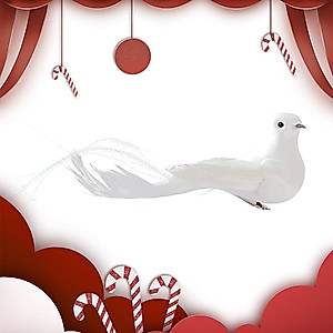 TRRAPLE Artificial Feather Birds, Foam Doves with Clips Simulation Feather White Birds Craft Piegons for DIY Craft Home Ornaments Garden Wedding Christmas Tree Decor 12 Pcs
