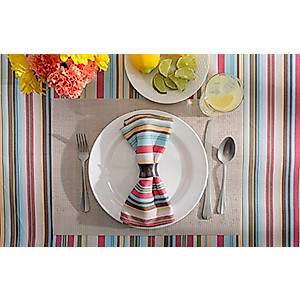 DII Indoor/Outdoor Tabletop Collection Multi-use, Machine Washable, Striped, Tablecloth, 60x84, Summer Print