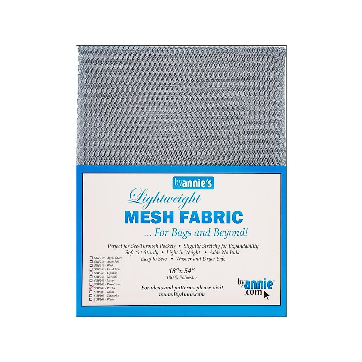 Annies Lightweight Pewter Mesh Fabric LTWT 18x54, 54 Inches