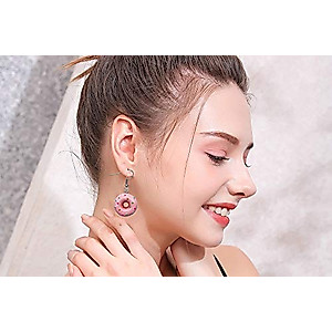 RUIZHEN Colorful Cartoon Best Friend Sweet Donut Dangle Earrings (pink)