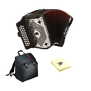 Hohner 3100GB Panther Diatonic Button Accordion in Black with accordion case and Cloth