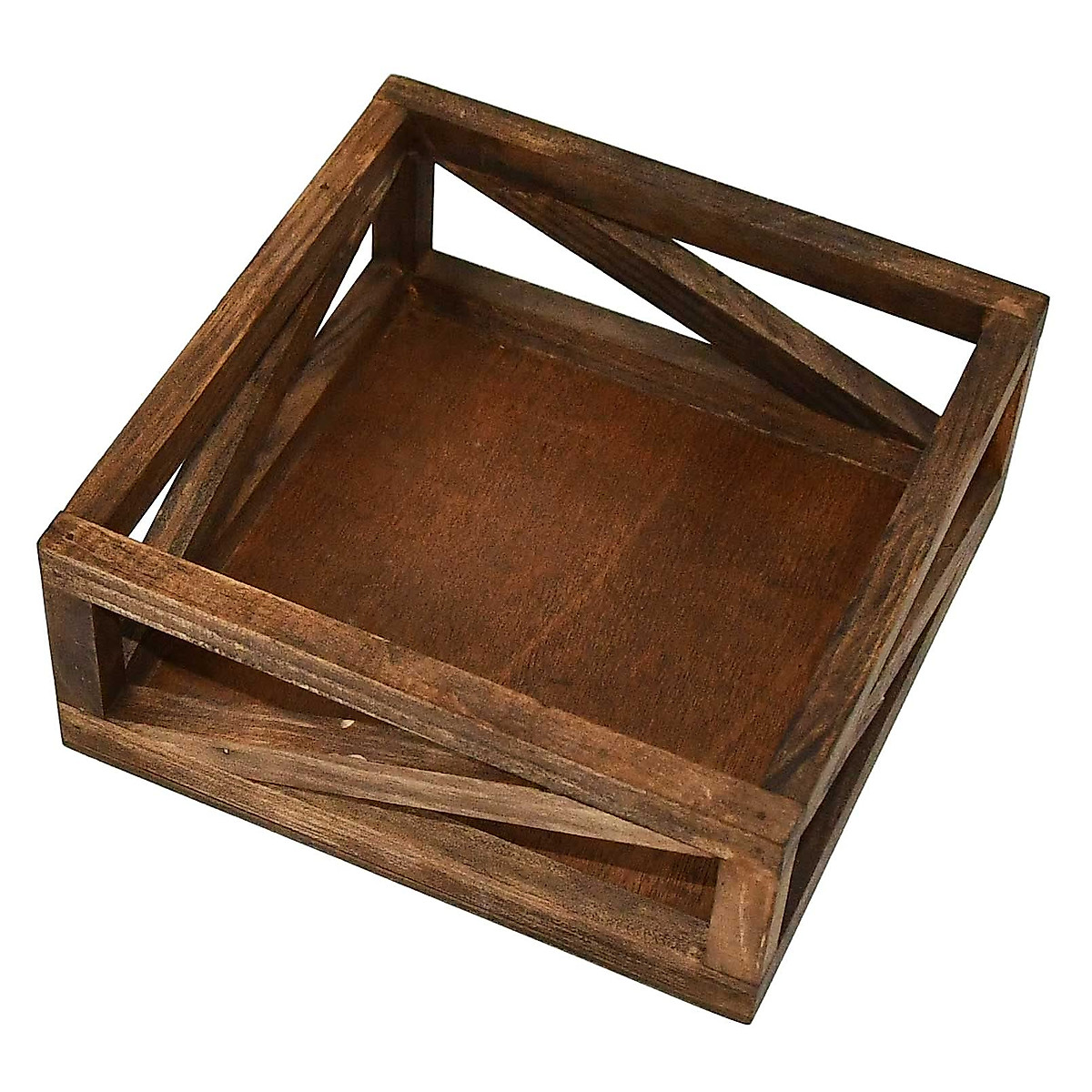 OwlGift Rustic Brown Flat Napkin Holder Solid Wood for Kitchen Table and Countertops, Christmas Napkin Holder Farmhouse Style and Décor for House, Office, Restaurant, Hotel, Café, Bar