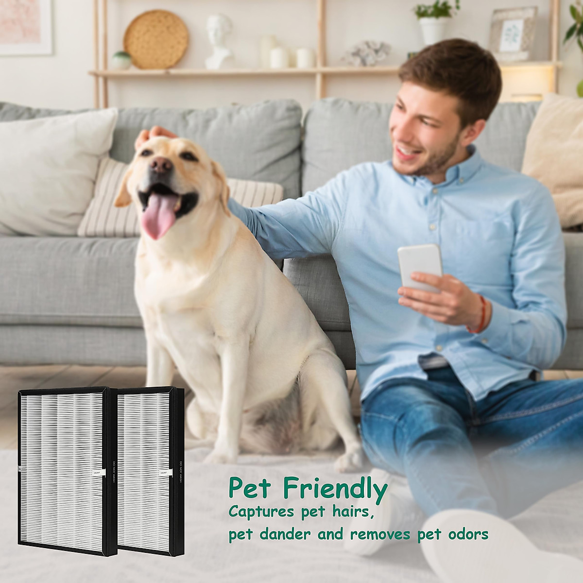 Asheviller TT-AP003 Filter Replacement, Compatible with TaoTronics TT-AP003 and VIVOSUN 5-in-1 Air Purifiers, 2 Pack