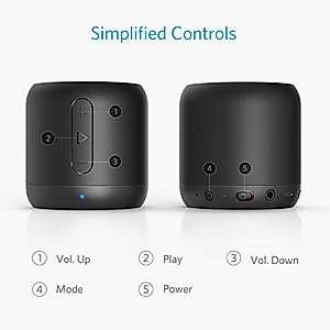 Anker Soundcore Mini, Super-Portable Bluetooth Speaker with 15-Hour Playtime, 66-Foot Bluetooth Range, Enhanced Bass, Noise-Cancelling Microphone (Renewed)