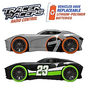 Tracer Racers 2.4 GHz Radio Control Remote Slot-less, Cordless Racing Super Loop Speedway Track Set with Two Cars